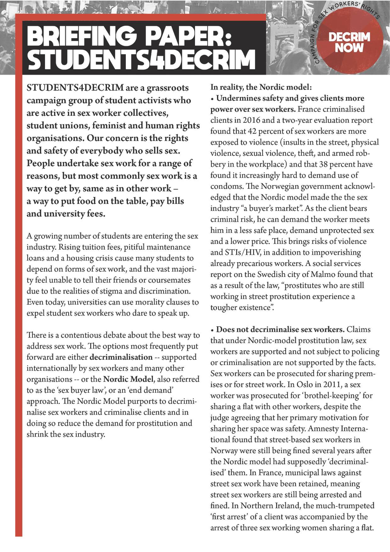 Students4Decrim Briefing Paper – DECRIM NOW